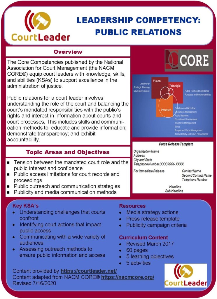 Court Leadership – The Competency of Public Relations – Court Leader