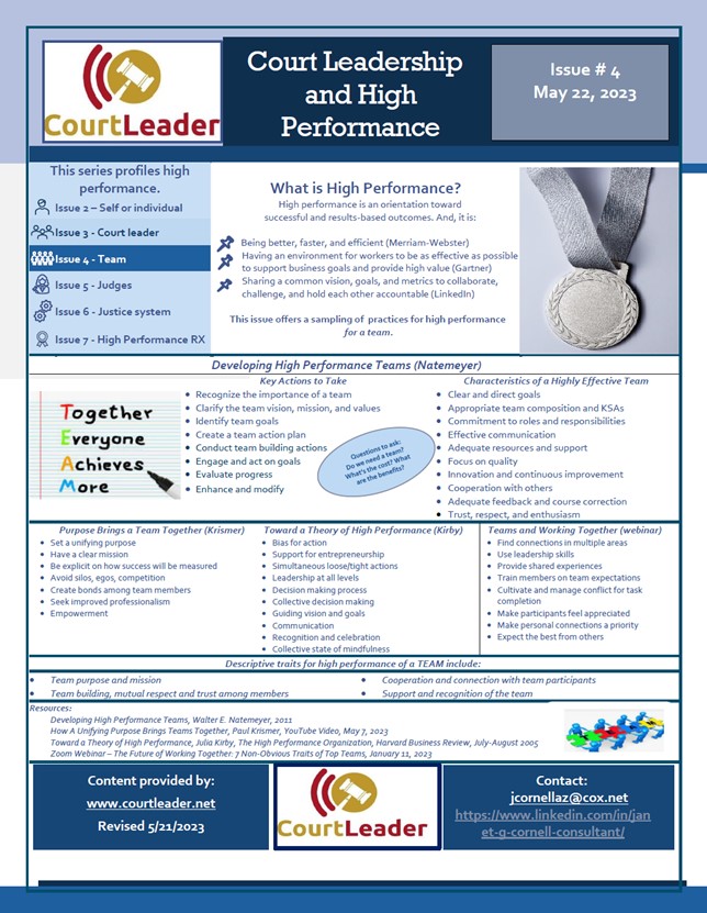 Court Leadership and High Performance – High Performance for a Team ...