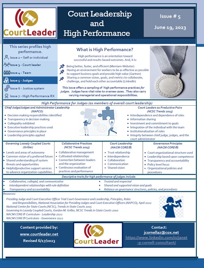 Court Leadership and High Performance – High Performance for Judges ...
