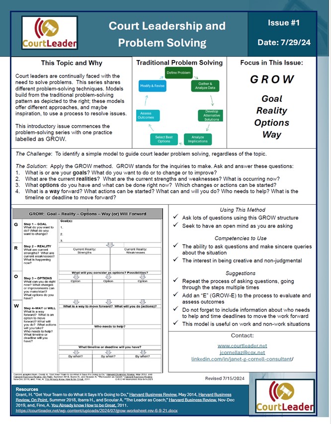 Court Leadership and Problem Solving, Issue #1 – Court Leader