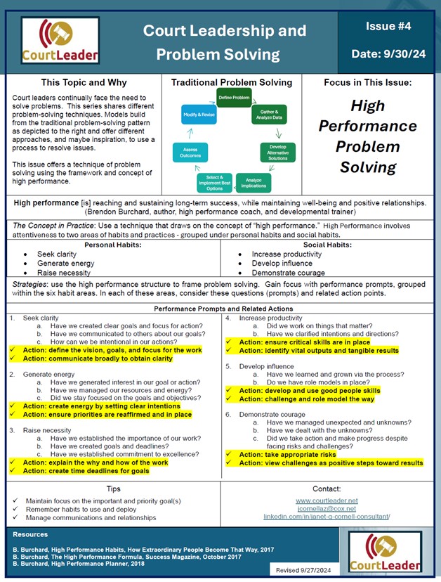 Court Leadership and Problem Solving – Issue #4, High Performance ...