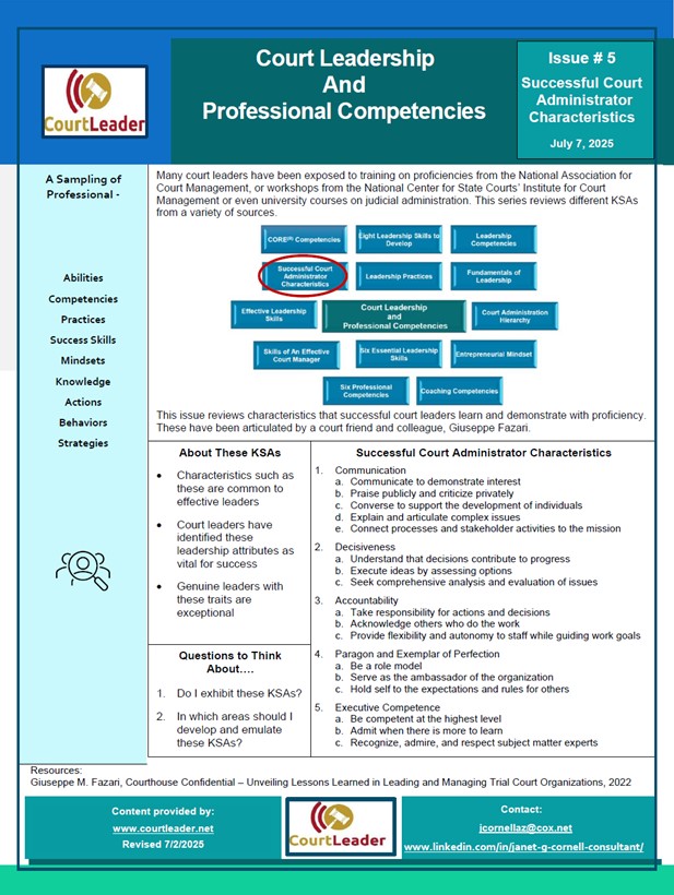 Court Leadership and Professional Competencies, Issue #5 – Successful ...
