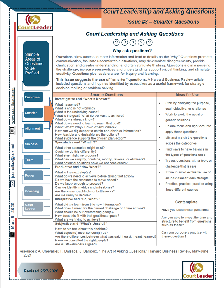 Court Leadership and Asking Questions – Issue #3 – Smarter Questions ...